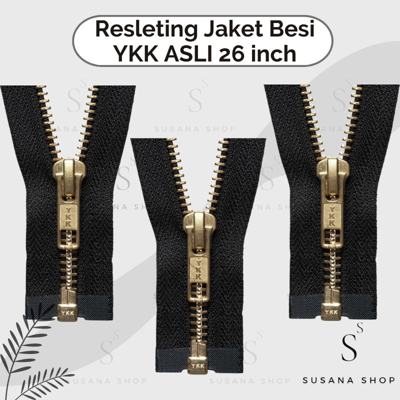 Jual Resleting Jaket Besi YKK ASLI Bolak Balik 26 inch (65 cm) / Resleting Jaket Kuningan YKK ...