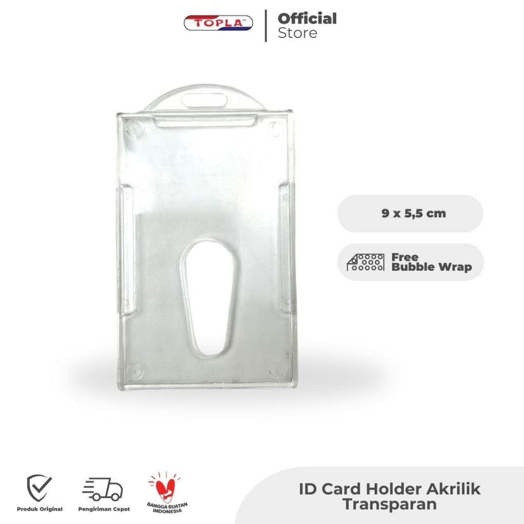 Jual TOPLA ID Card Akrilik 001 kaca Tempat Kartu Tali Name Tag | Shopee ...