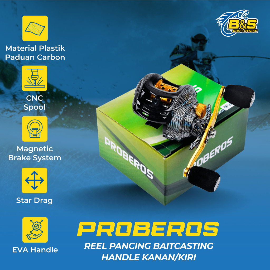 Jual PROBEROS Reel Pancing BAITCASTING handle Kanan/Kiri Reel BC bahan ...