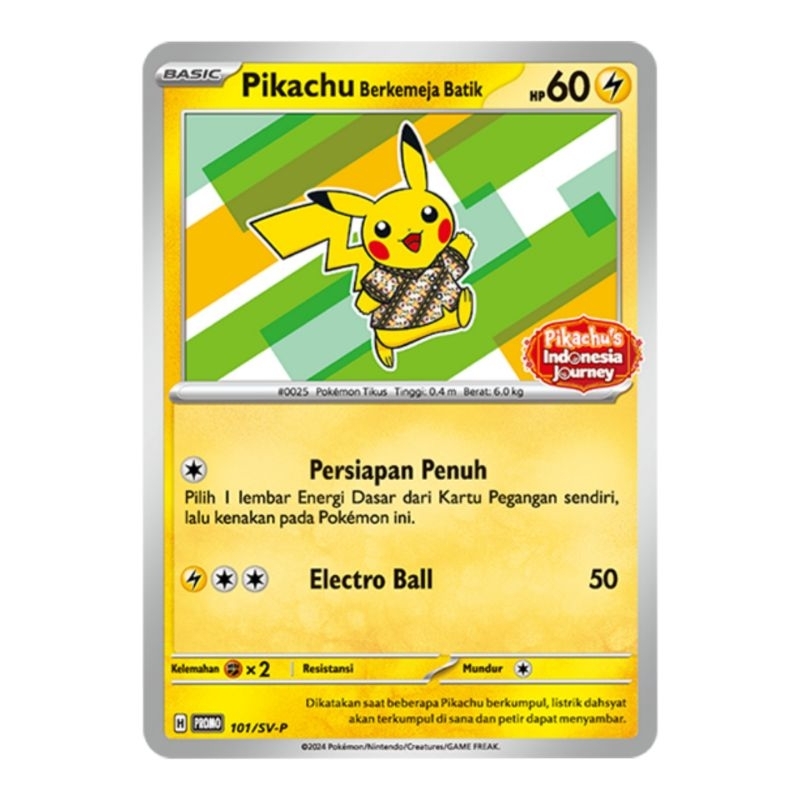 Jual PIKACHU'S INDONESIA JOURNEY Bali TCG Card Kartu Pokemon Pikachu Berkemeja Batik POKEBALL ...
