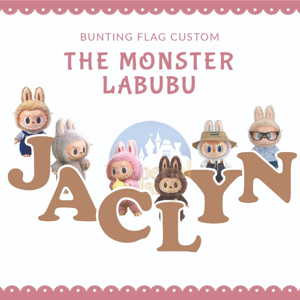 Jual Custom Bunting Flag Banner Huruf Labubu The Monsters Popmart ...