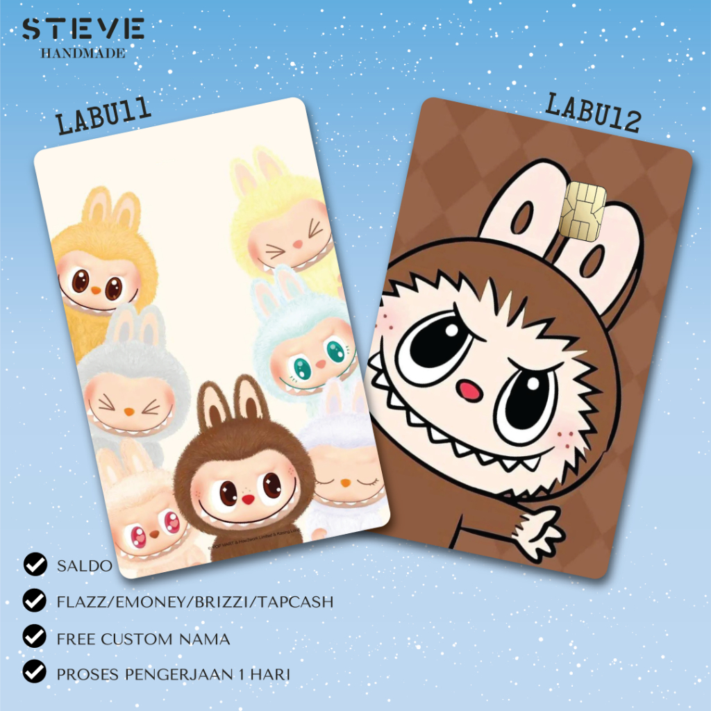 Jual Flazz Gen 2 Emoney Brizzi Tapcash Labubu V2 Edition Custom Nama UV Print | Shopee Indonesia