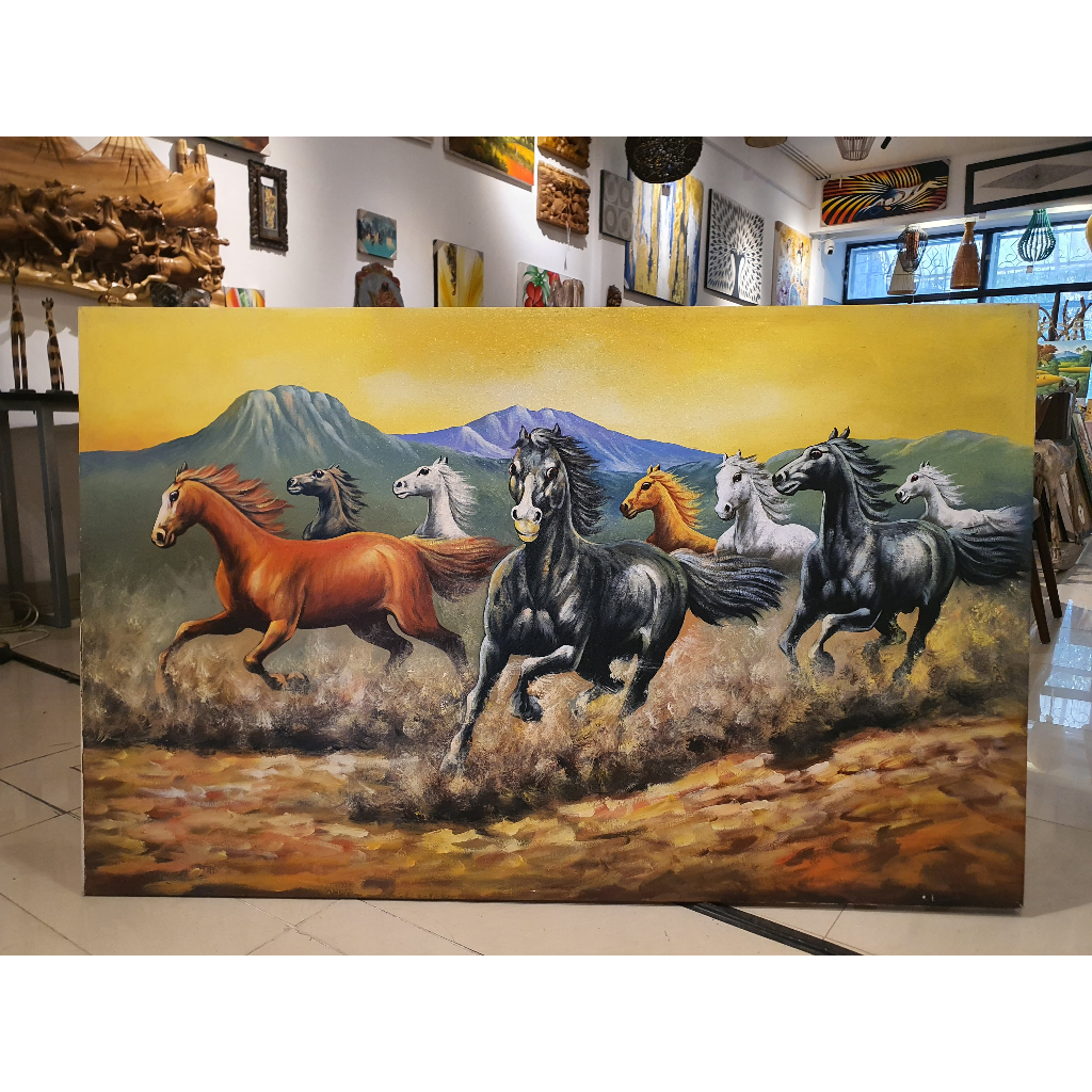 Jual HIASAN DINDING LUKISAN KUDA KUNING 135 X 85 CM | Shopee Indonesia