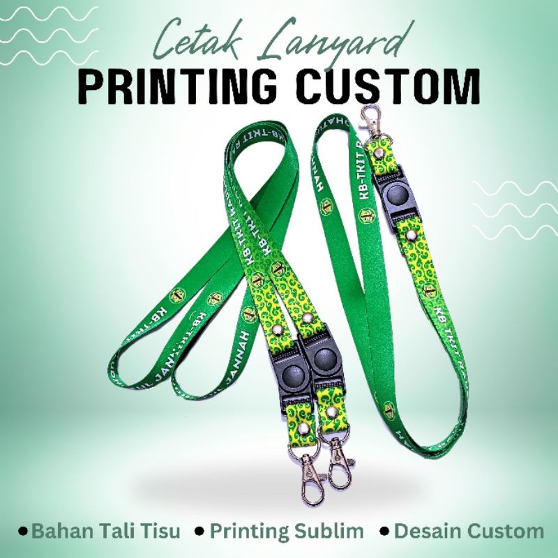 Jual CUSTOM LANYARD 1, 5 CM 2 SISI BAHAN TALI TISU FULL PRINTING SEMUA ...