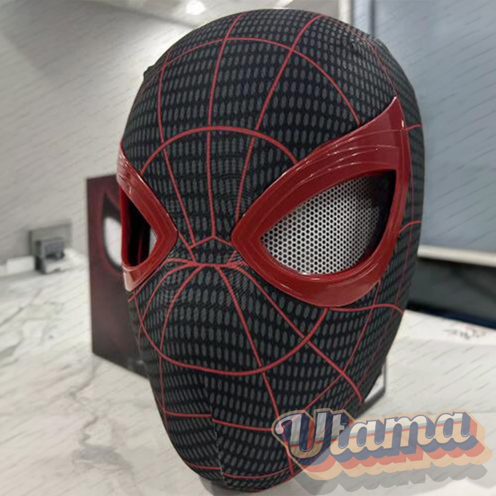 Jual Spiderman Miles Morales Black Mask Topeng Elektik Manual Dengan ...