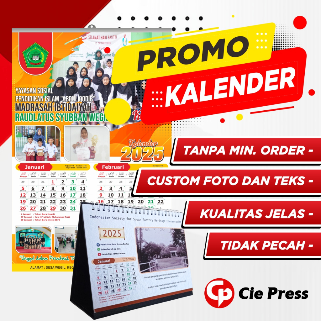 Jual TANPA MINIMAL ORDER PROMO CETAK KALENDER 2025 CUSTOM FREE DESAIN ...