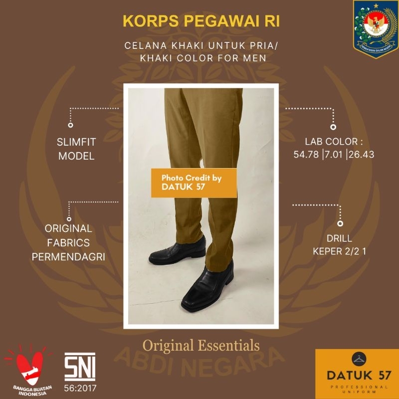 Jual Original Essentials by Datuk 57 : Celana Bawahan Seragam PDH ...