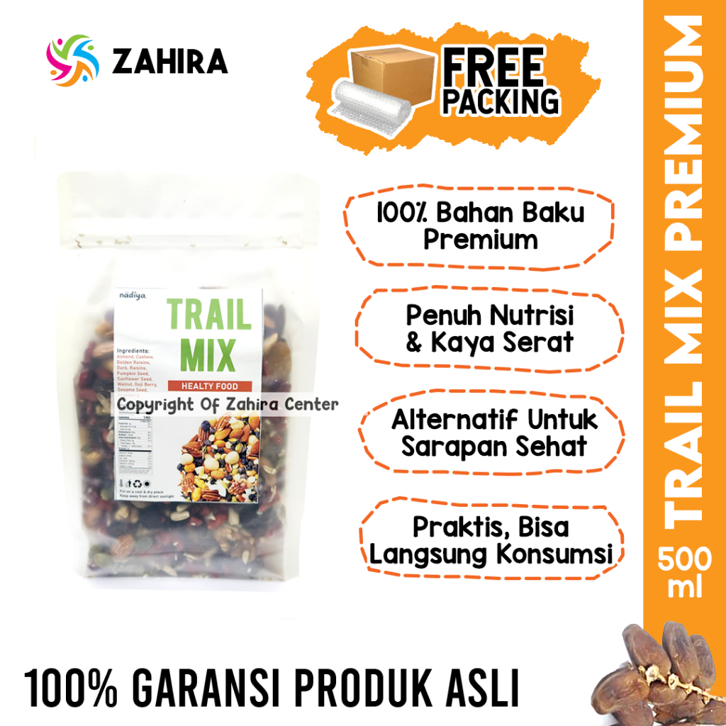 Jual Trail Mix 500gr Camilan Sehat Dari Almond Mede Kacang Kismis Goji ...