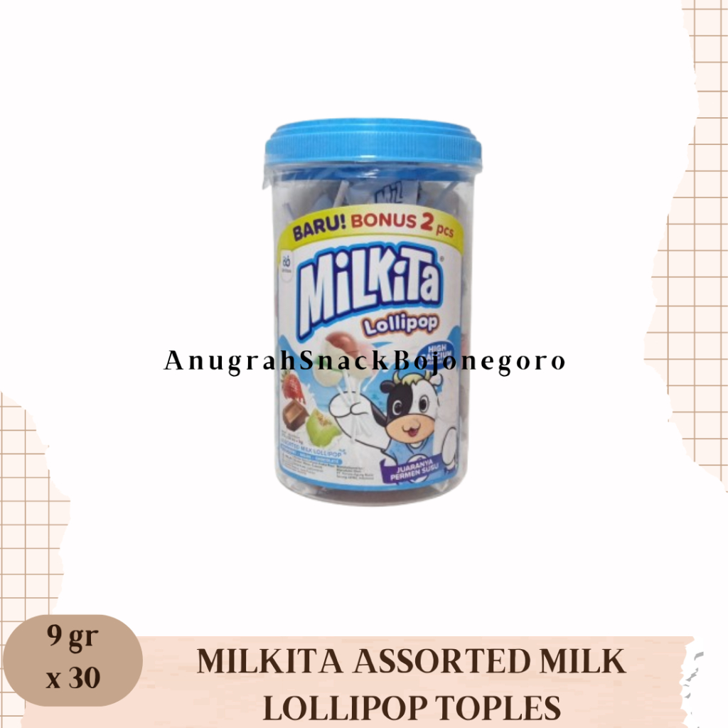 Jual Milkita Assorted Milk Lollipop Toples 9gr x 30 (BONUS 2 pcs ...