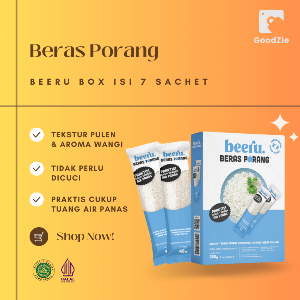 Jual Beeru Beras Porang Box isi 7 Sachet Nasi Instan Porang Shirataki ...