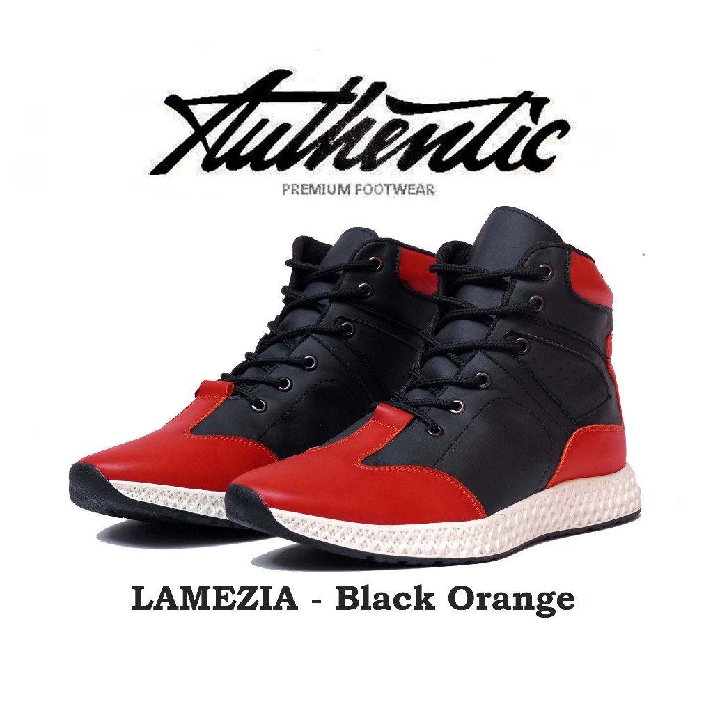 Jual Sepatu HI Top Pria Authentic Lamezia Black Orange | Shopee Indonesia