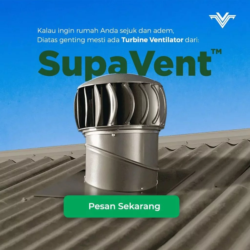 Jual Turbin Ventilator Rumah SupaVent Wind Driven | Blower Atap Rumah ...
