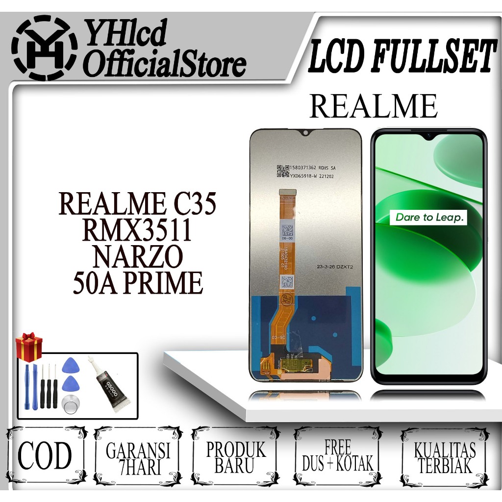 Jual LCD Touchscreen Realme C35 / Narzo 50A Prime Original Fullset | Garansi 1 Tahun + FREE LEM ...