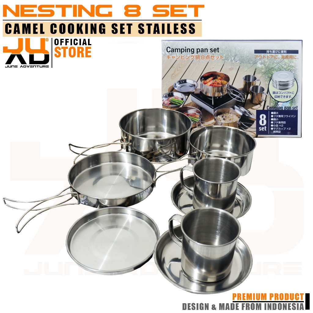 Jual cooking set 8 set nesting alat masak camping pan set 8 set ...