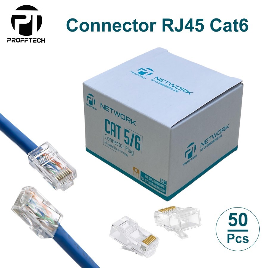 Jual Conector Rj45 Cat6 isi 50pcs - RJ 45 Cat 6 NYK / PROFFTECH ...