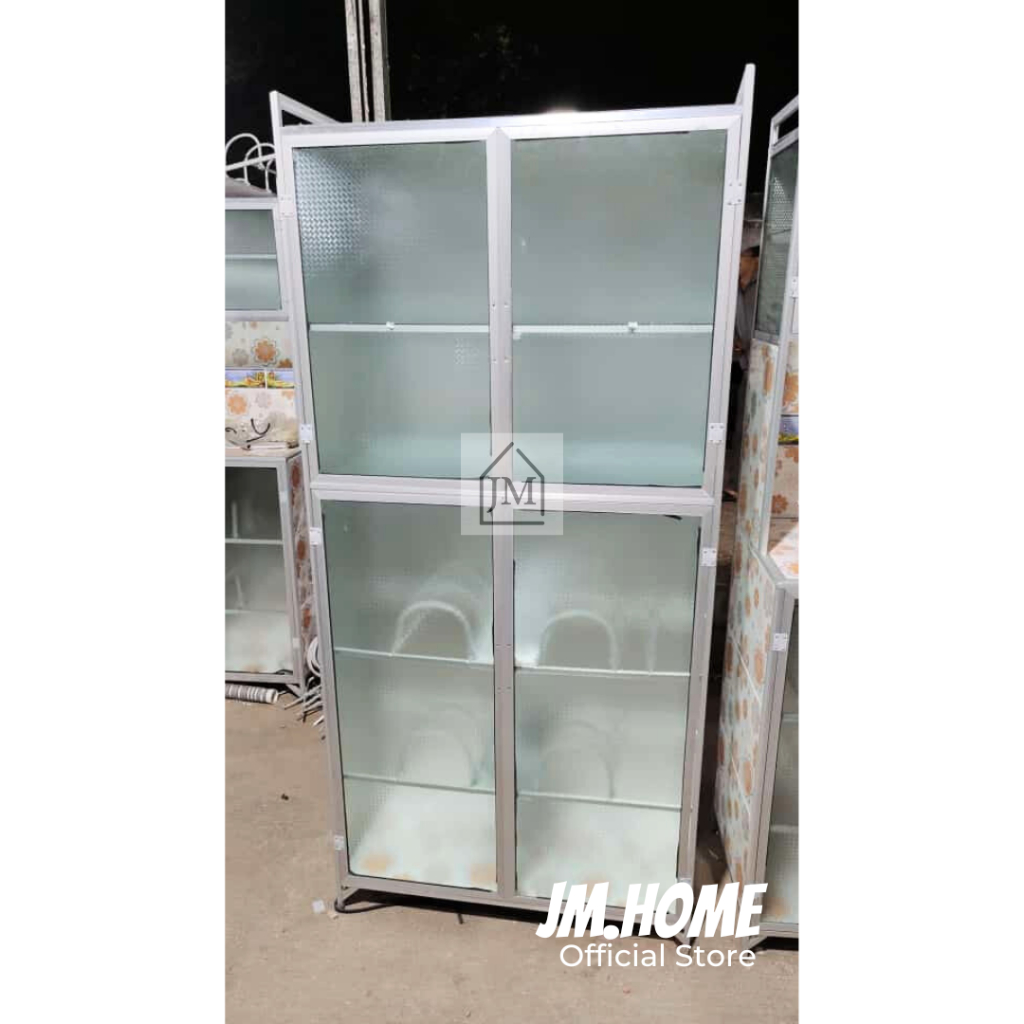 Jual Rak Piring Aluminium 2Pintu Kaca Keramik Tertutup Eko Full box ...