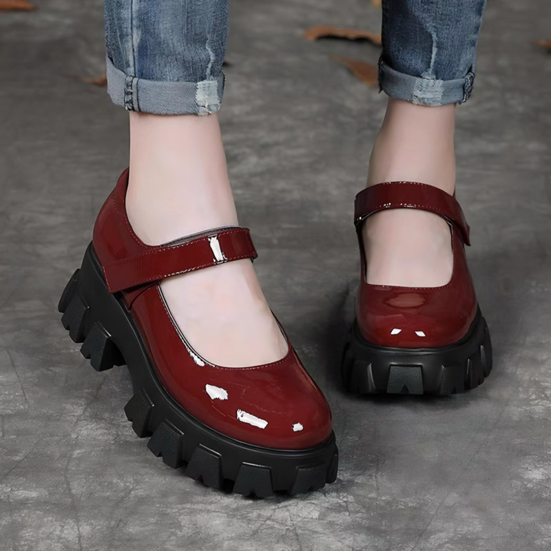 Jual Sepatu Mary Jane Hak Tahu Tinggi Wanita Import Kulit Murah Premium ...