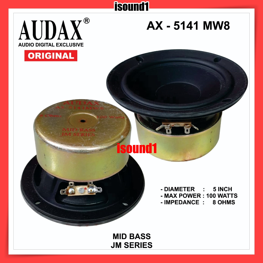 Jual SPEAKER AUDAX AX 5141 MW8 MID BASS 100 WATT 5 INCH AX 5141 ...