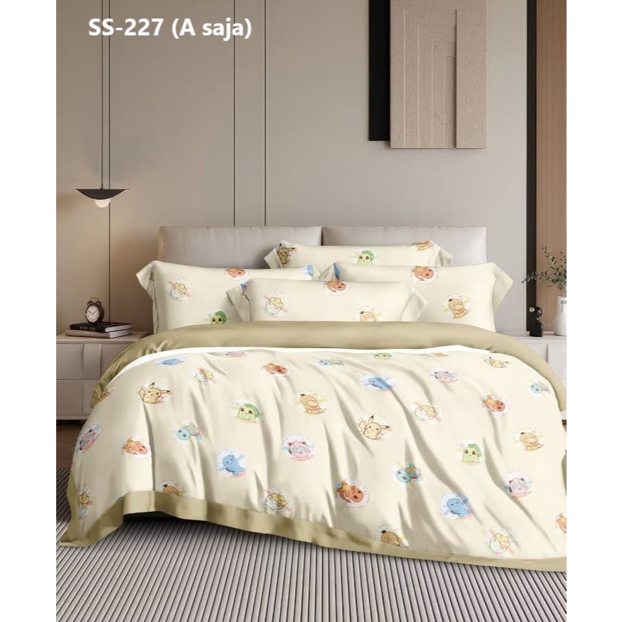 Jual sprei bambu organik / sutra organik 60s kode SS-227 motif pokemon ...