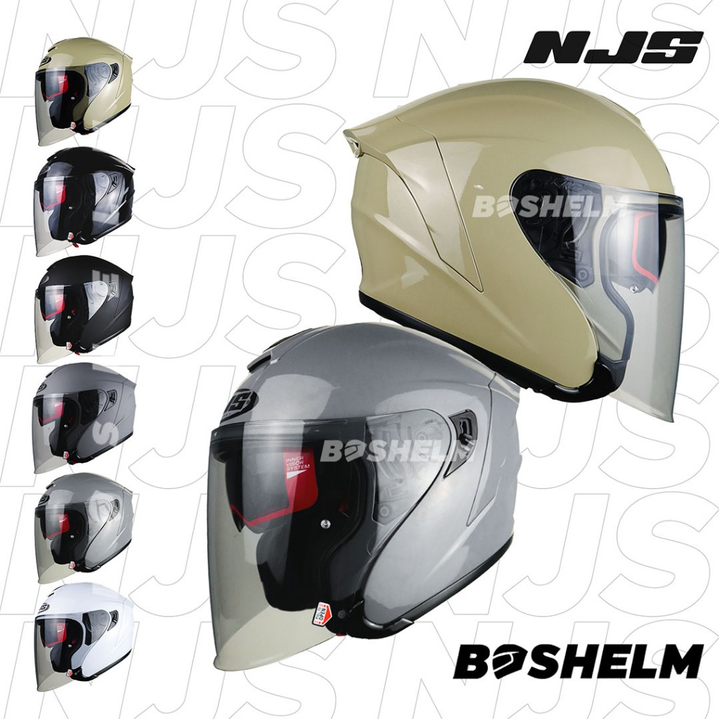 Jual BOSHELM Helm NJS KAIROZ SOLID Double Visor Helm Half Face SNI ...