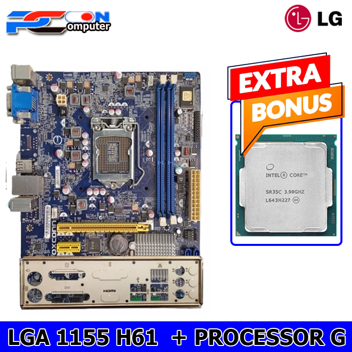 Jual Mainboard LGA 1155 H61 FOXCONN processor G1610 DAN FAN INTEL | Shopee Indonesia