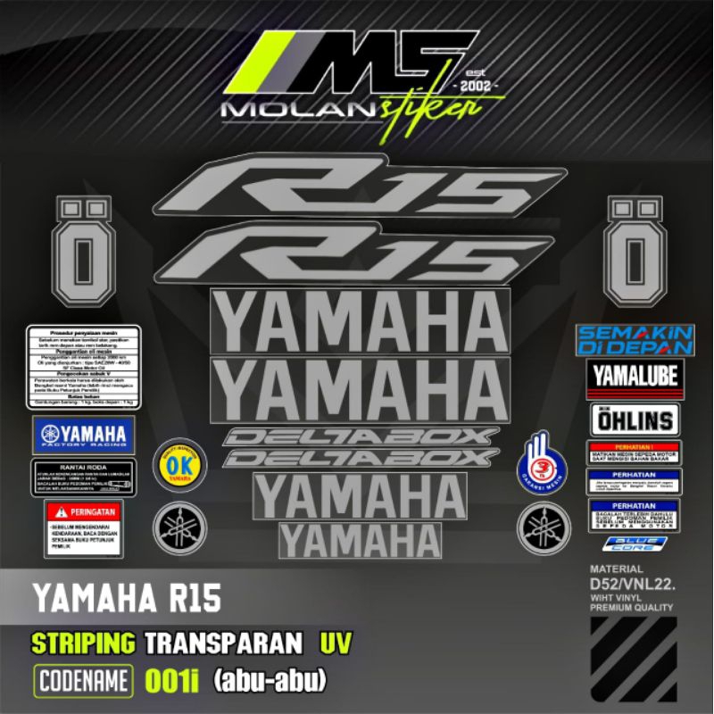 Jual Sticker Striping Variasi Transparan Uv Yzf R15 V3 R15M All New ...