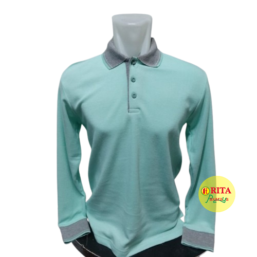 Jual Andre Michel Kaos Polo Lengan Panjang Polos Kombinasi Kaos Kerah Pria Lengan Panjang ...