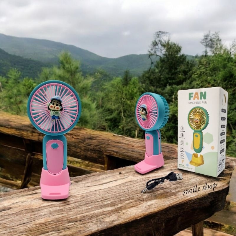 Jual KIPAS MINI LABUBU/BABYCRY PURPLE YELLOW,RED PINK ,PORTABLE +USB ...