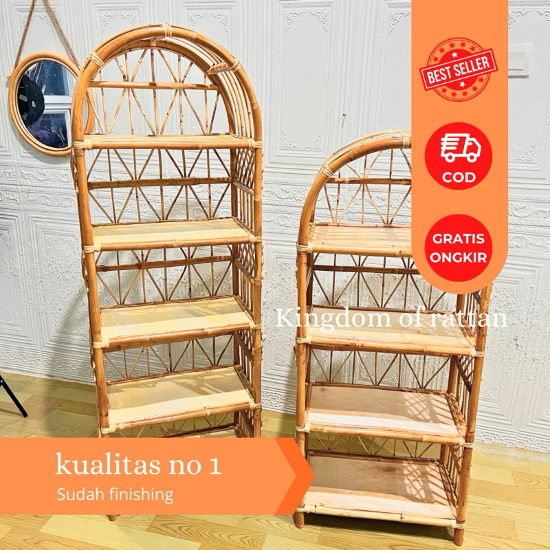 Jual Rak rotan kualitas ekspor/ rak buku model vintage/rak buku ...