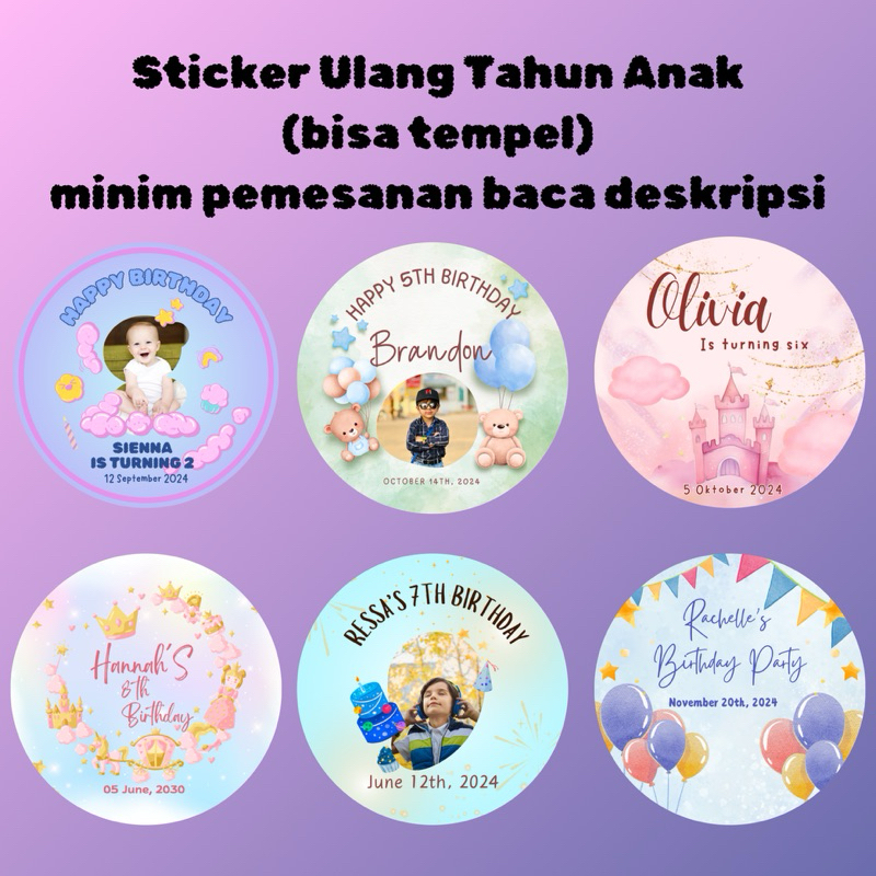 Jual (LINGKARAN) STICKER ULANG TAHUN ANAK / BISA TEMPEL / STICKER ULTAH ...