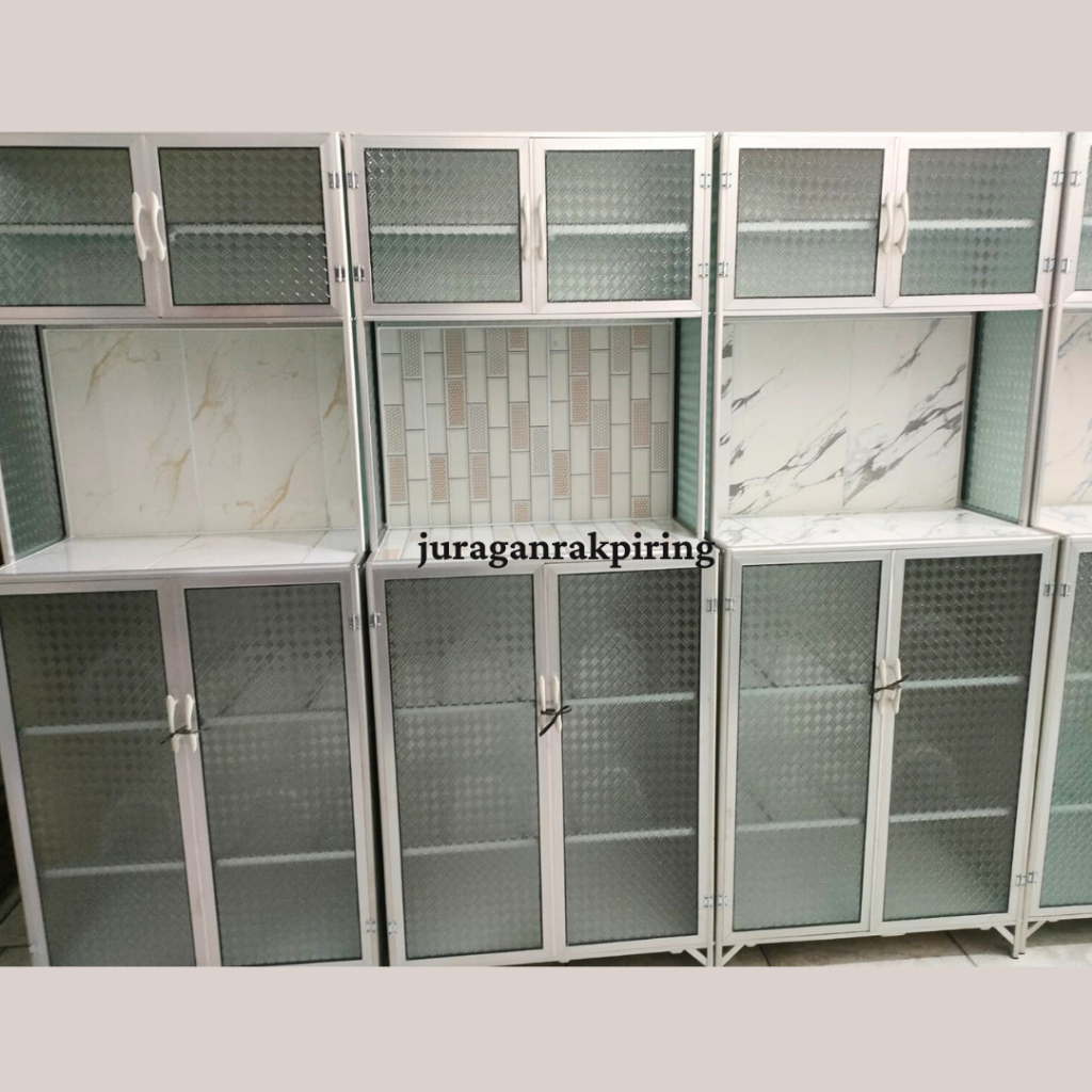 Jual Rak Piring Aluminium 2Pintu MINIMALIS Full Keramik Rak Dapur Keramik Kaca Lemari Piring ...