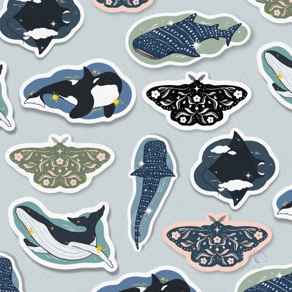 Jual MOONSAGE STUDIO Vynil Sticker Die Cut / Stiker Satuan Paus Manta ...