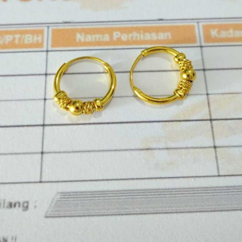 Jual Anting gipsy pentol polos TITANIUM gold anti luntur dan anti karat (COD) | Shopee Indonesia