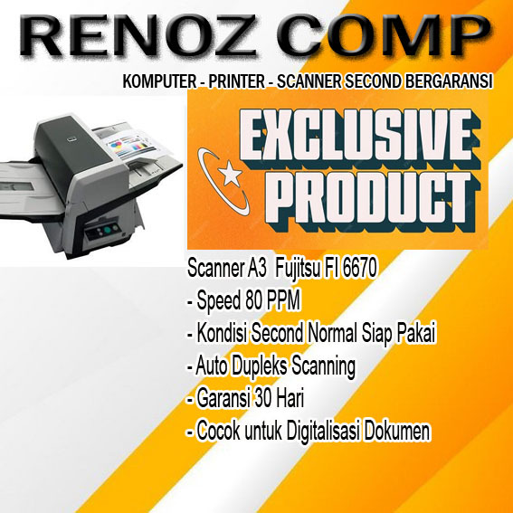 Jual SCANNER A3 FUJITSU 6770 SPEED 80 PAGE PERMENIT AUTO DUPLEKS SIAP ...