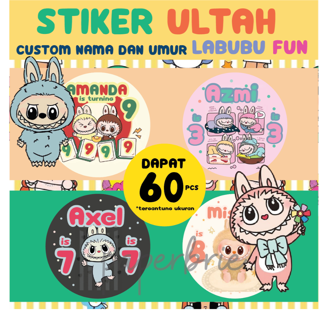 Jual Label Stiker Ultah Anak [Labubu Fun] - Sticker Ulang Tahun Anak ...