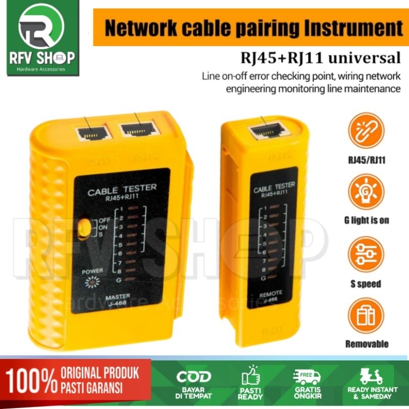 Jual Alat penguji Kabel LAN Tester RJ45 RJ11 CAT5 CAT6 Network Tester J ...