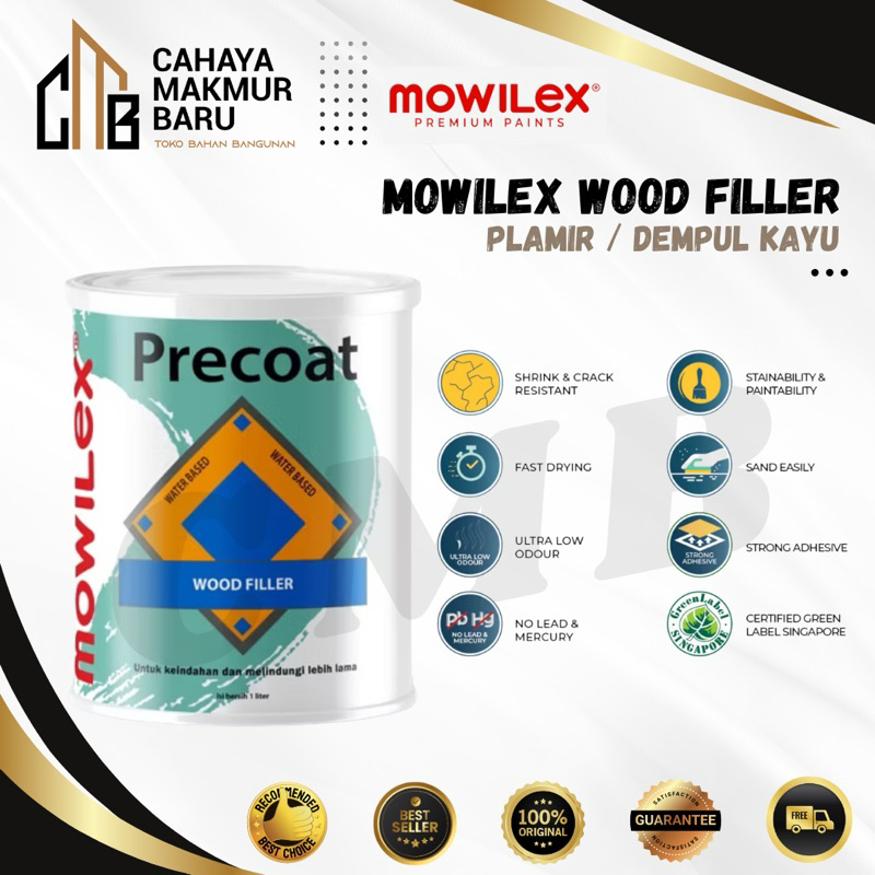 Jual Mowilex Woodstain Wood Filler 1Kg /Plamir Dempul Kayu Mowilex Basis Air/Mowilex Precoat ...