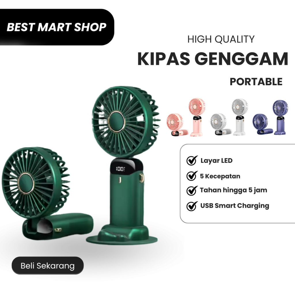 Jual Kipas Angin Mini Portable Usb 10000mAh / Kipas Lipat Genggam Mini ...