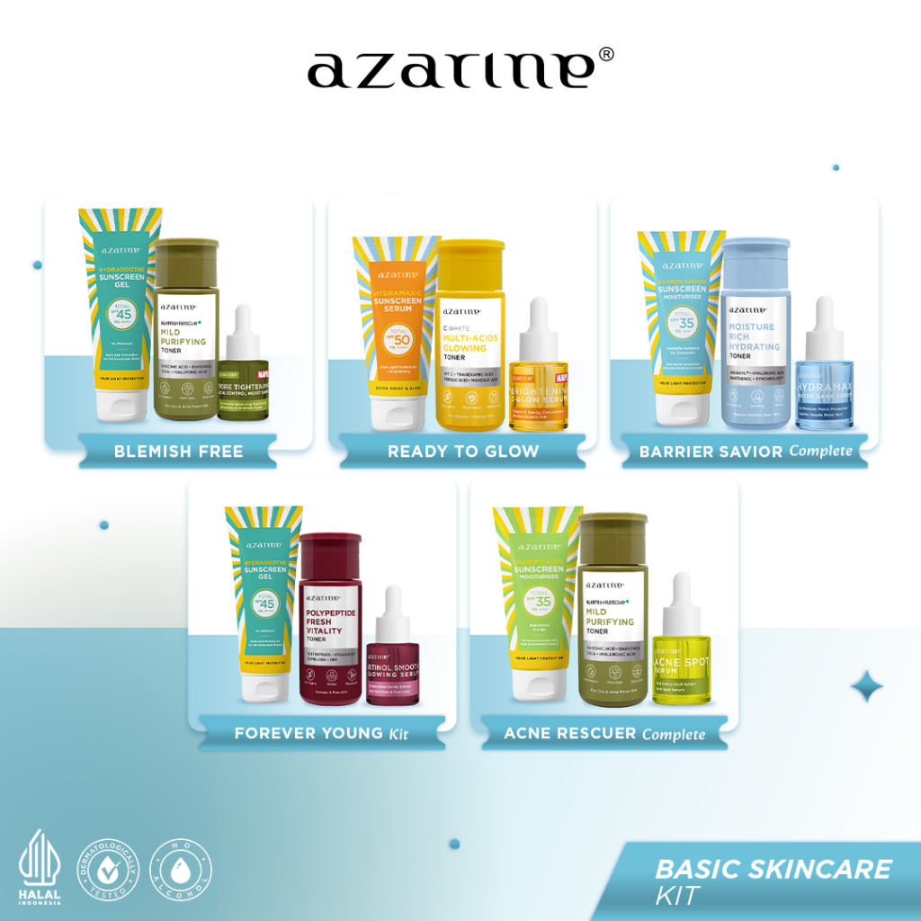 Jual Azarine Basic Skincare Kit (Sunscreen + Toner + Serum) [3PCS ...