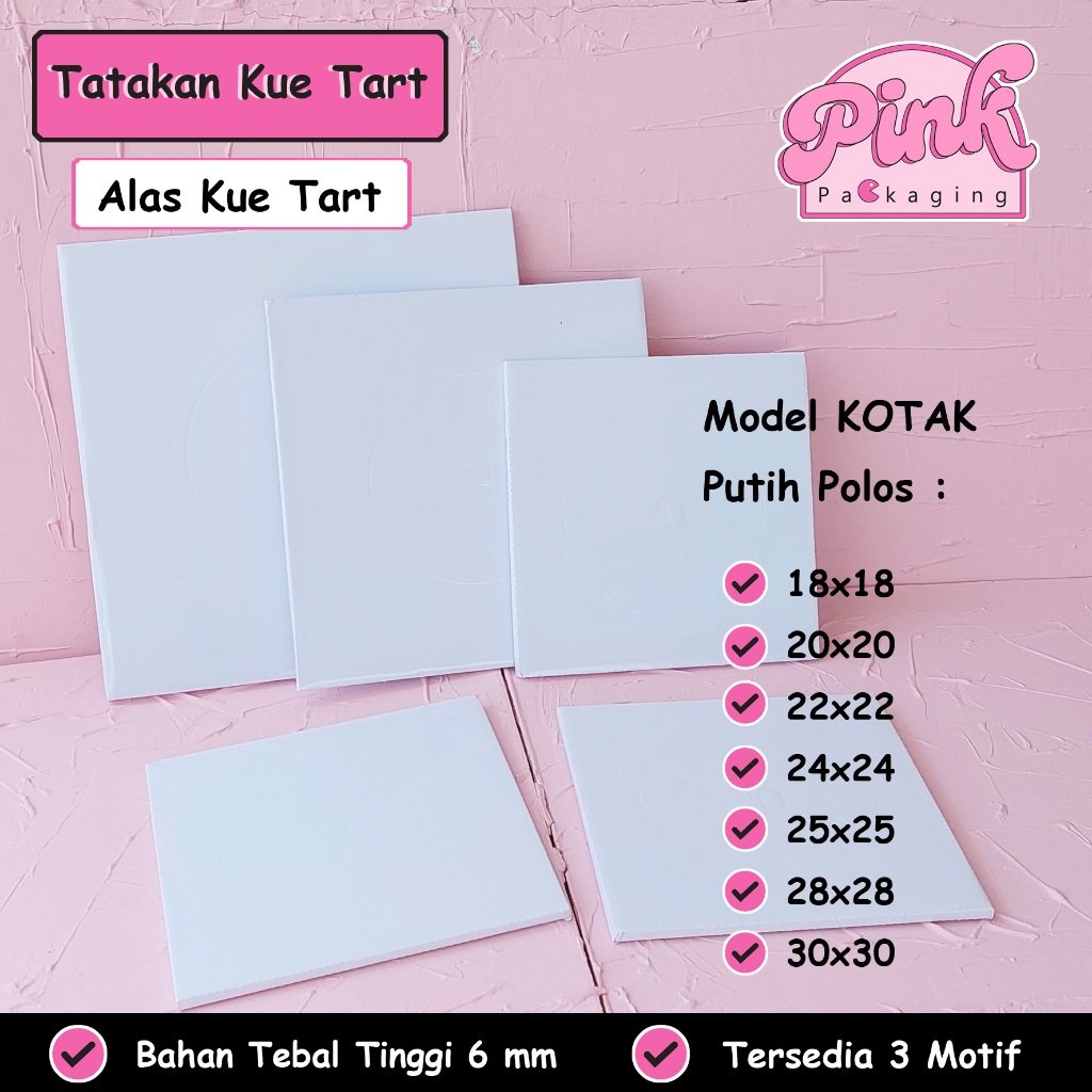 Jual Alas Kue Tart Murah PUTIH POLOS Tatakan Cake Tart Model Kotak ...