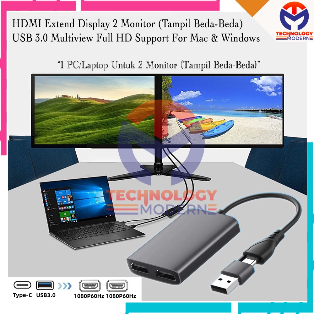 Jual Multiple Monitors Display USB 3.0 Multiviewer Extend Display Full ...