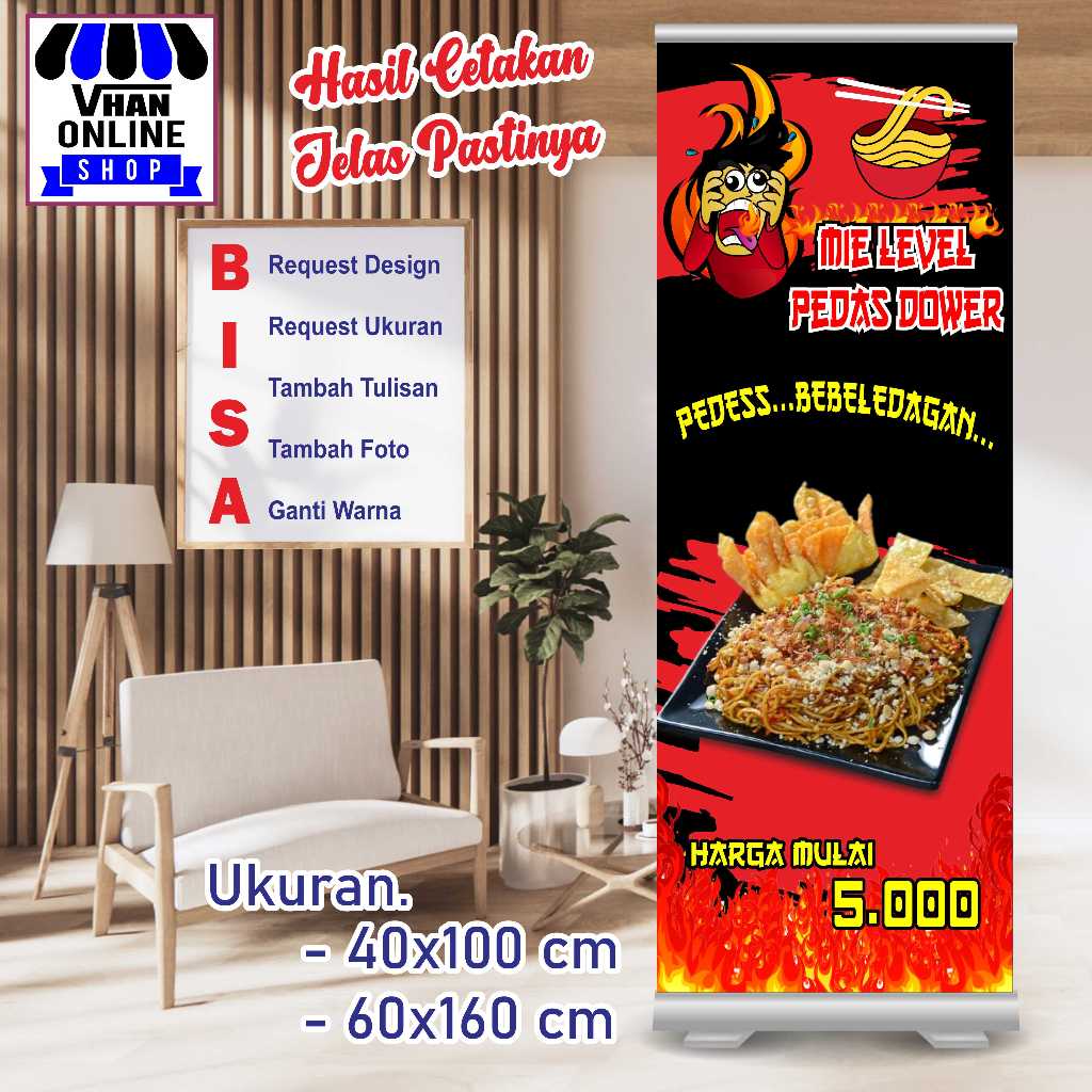 Jual Cetak Spanduk Banner Jualan Mie Level Pedas Design keren | Shopee ...