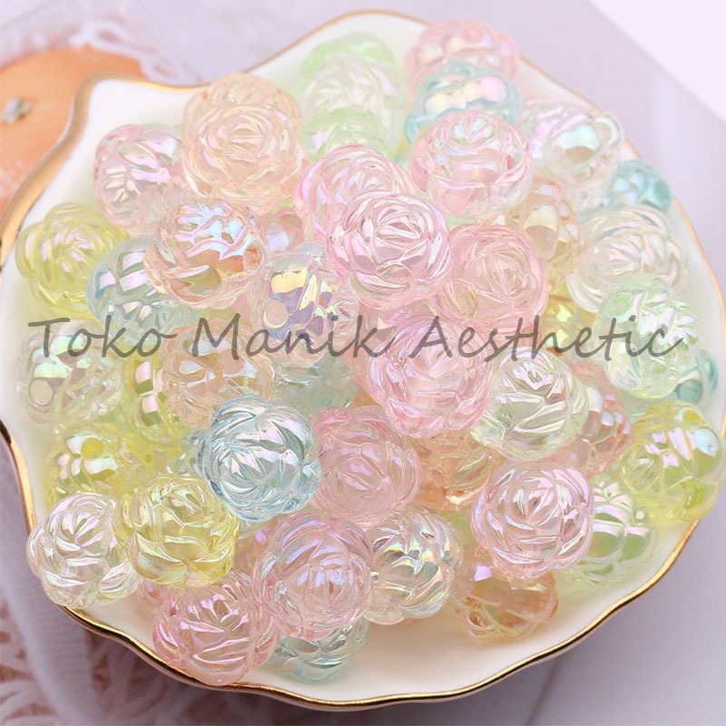 Jual [COD⚡ISI 10pcs] Manik Bunga Mawar Rose Akrilik Bening AB 16mm ...