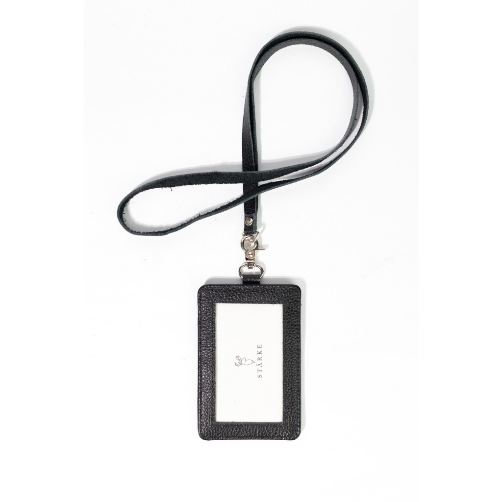 Jual ID Card Holder Kulit Asli Starke Leather Name Tag Hustle Hog Hitam ...