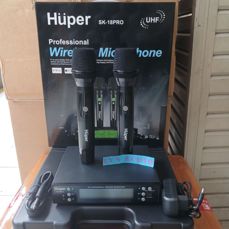 Jual MICROPHONE WIRELESS HUPER SK18PRO GARANSI 1 TAHUN ORIGINAL 2 MIC ...