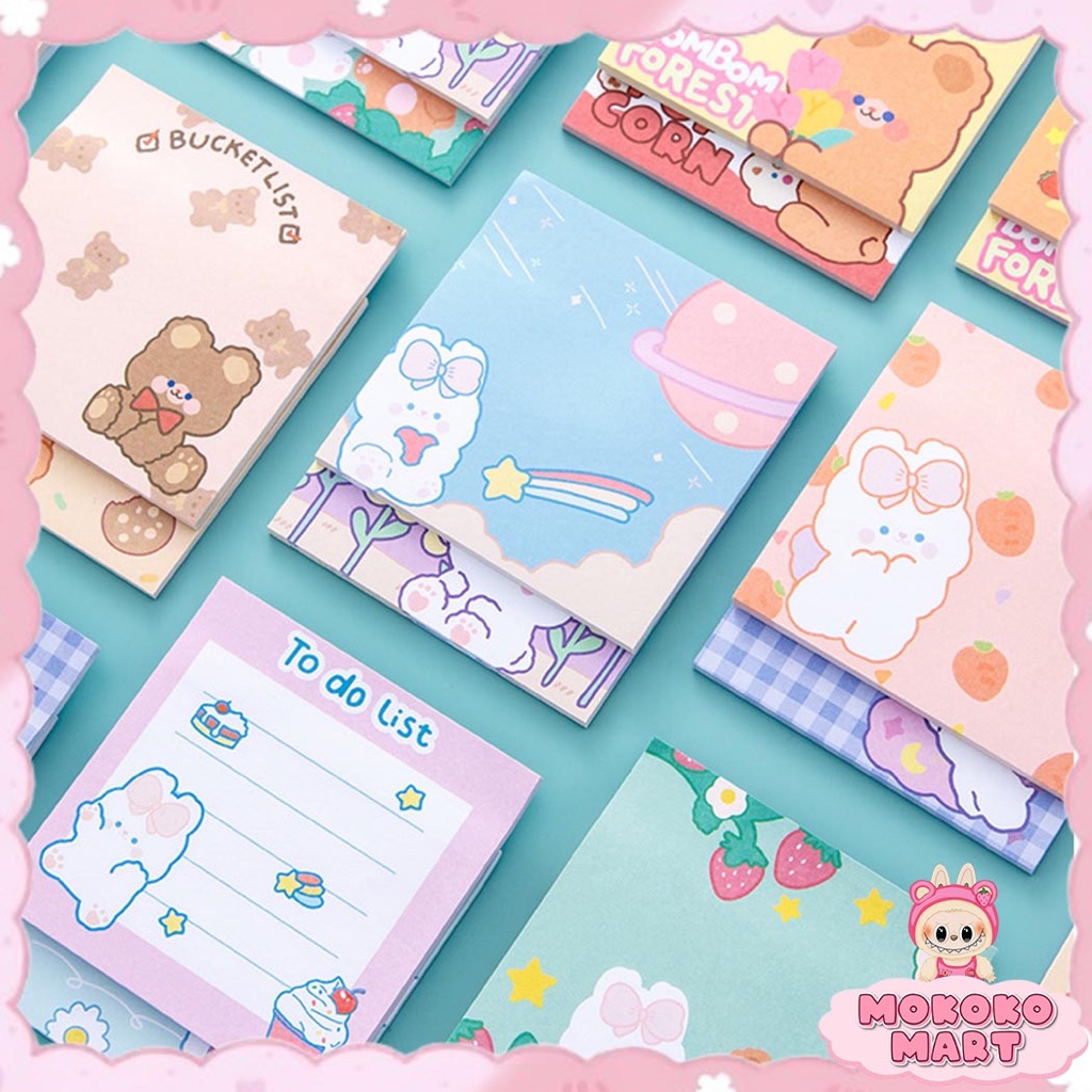 Jual MM Stickynote 3 in 1 Mini Memopad Lucu Cartoon Memo Notes Lucu ...