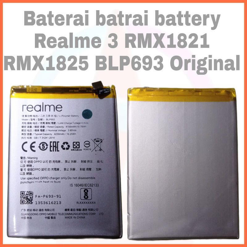 Jual Baterai batrai battery Realme 3 RMX1821 RMX1825 BLP693 Original ...