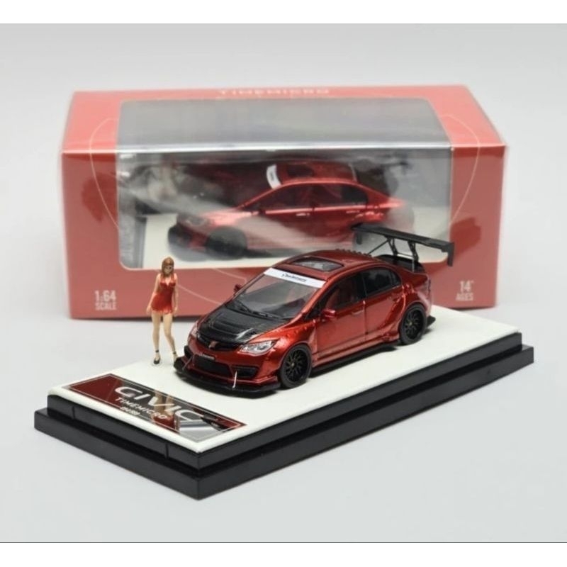 Jual Time Micro Honda Civic FD2 Widebody Red Metalic Merah With Figure ...