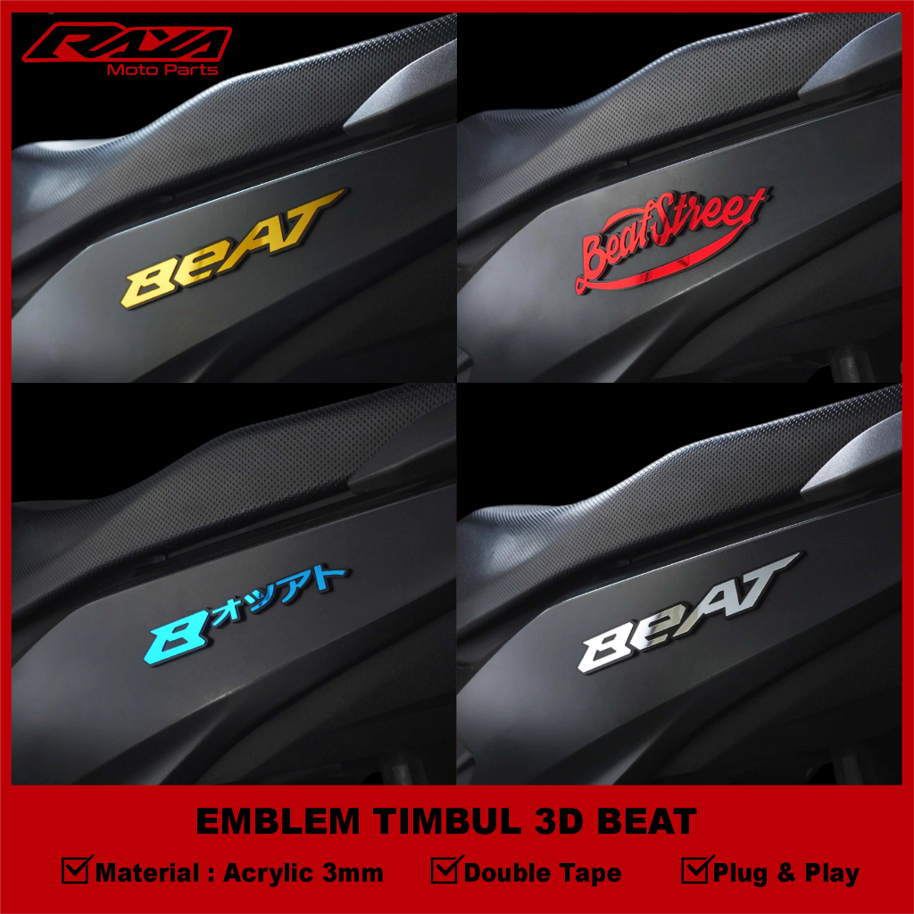 Jual RAYA 2PCS Emblem Beat Timbul Logo beat timbul 3D Beat Mirror Anti ...