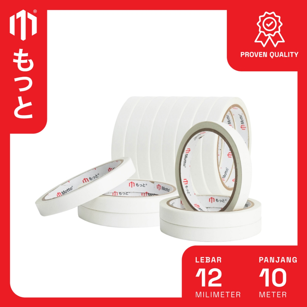 Jual Double Tape Kertas 12mm x 10 Meter - 1 Slop Isi 12 Pcs/Roll ...